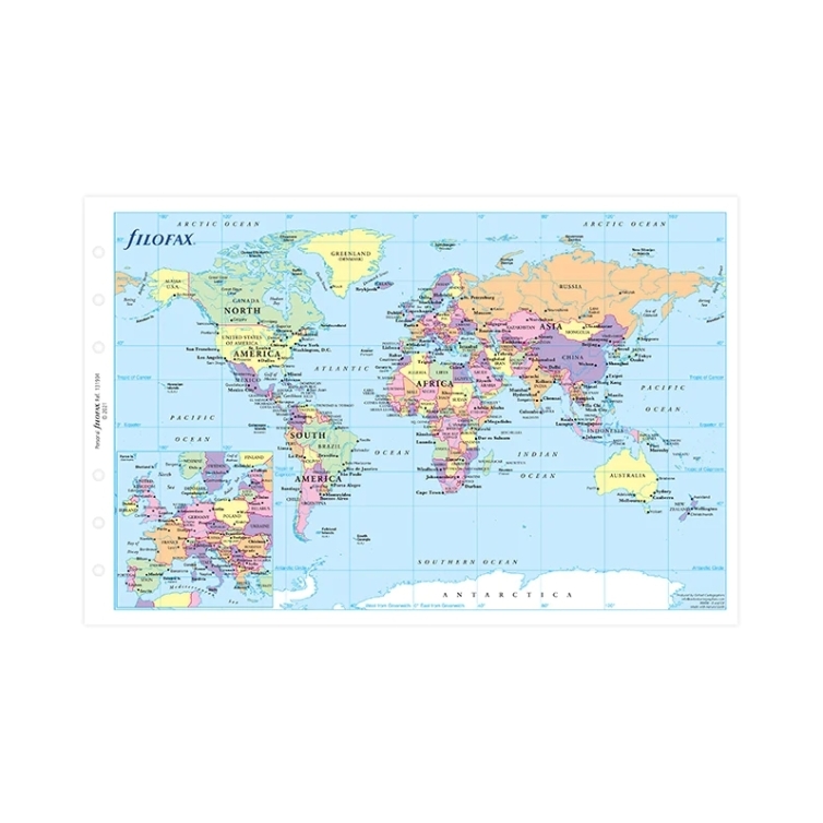 Filofax World Map Refill Personal | Exclusive Pen