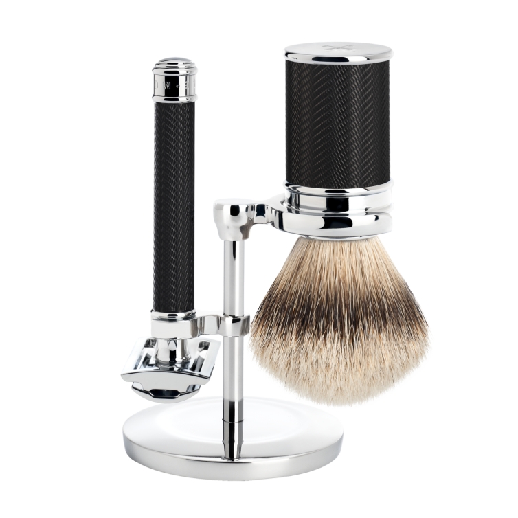 Mühle Traditional Shaving Set 3 Silvertip badger with closed comb black ...